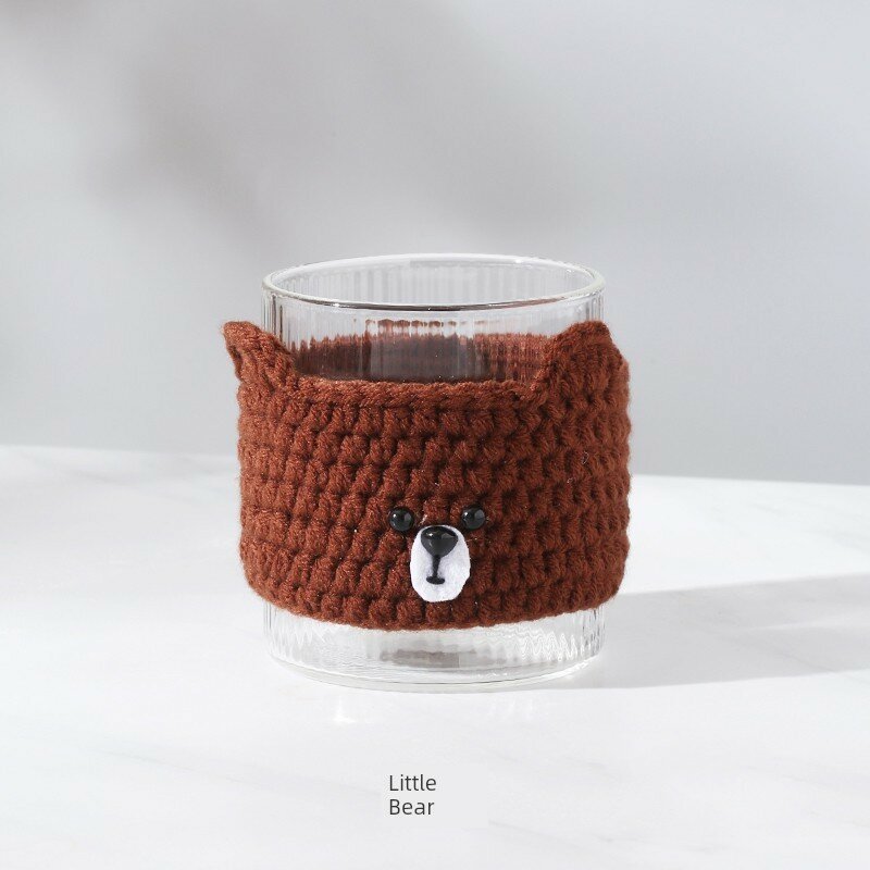 Вязаный чехол для кружки с медвежонком, подходит для чашек 6,5-7,5 см
