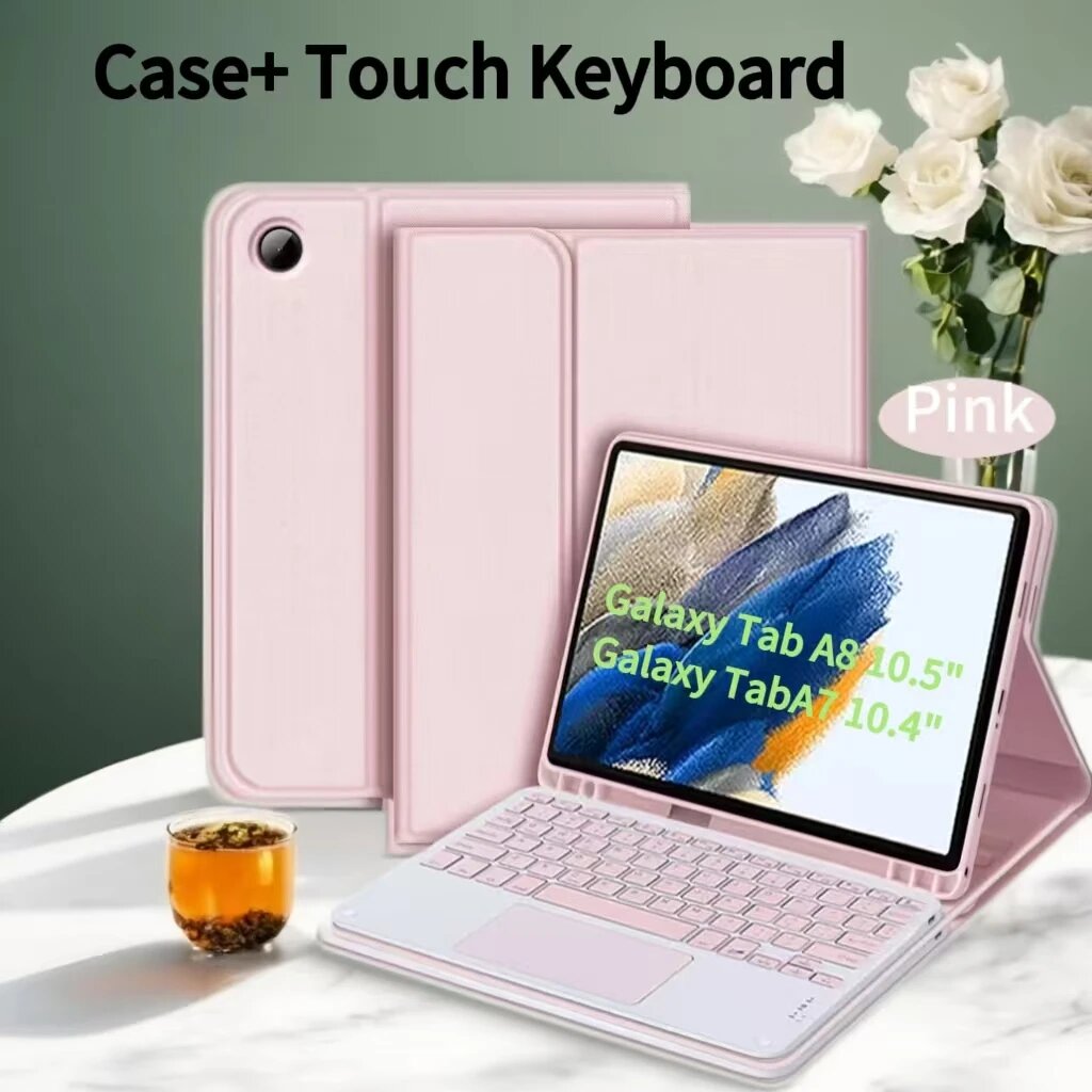 Чехол для Samsung Galaxy Tab A8 10.5", Tab Розовый, Samsung Galaxy Tab A8 , pink C, Korean keyboard