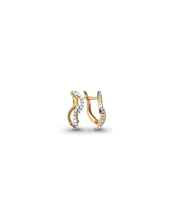 Серьги красное золото, 585 проба, фианит