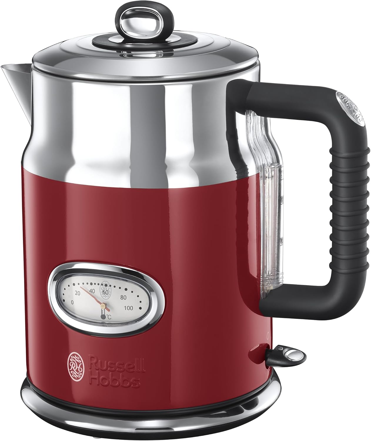 Электрический чайник Russell Hobbs объем 1,7 л, мощность 2400 Вт, нержавеющая сталь - красный ретро 21671-70