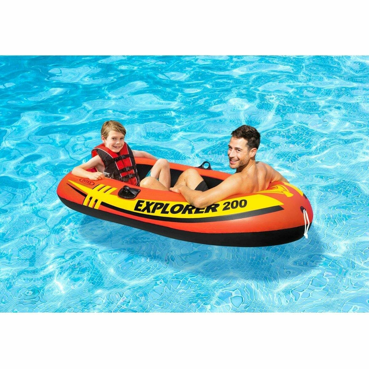 Лодка надувная INTEX Explorer 200 58330, двухместная, надувное дно, 185 см х 94 см