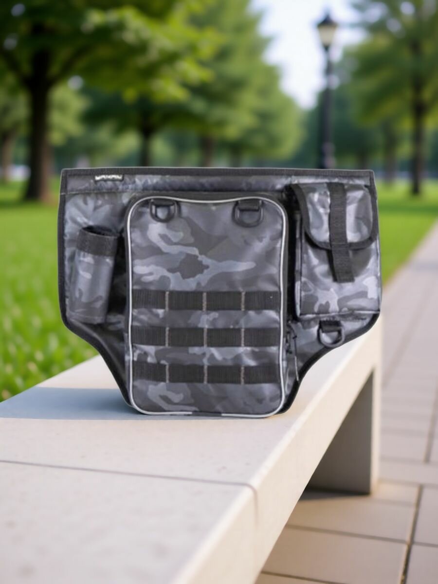 Сумка рыболовная поясная "Yaman" Fishing Belt Bag Light, 44х35х6 см, цв. сер. камуфляж + 1 коробка LUN