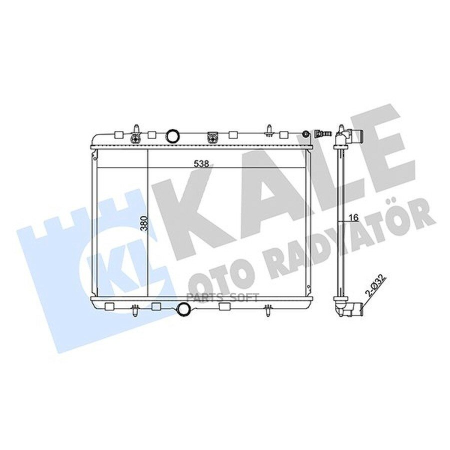 KALE 350745 Радиатор двигателя CITROEN C-ELYSEE/ C3 I/ C3 II/ C4 I/ C4 II/ C5 I/ C5 II/ C5 III/ DS3/ DS4/ DS5- P ()