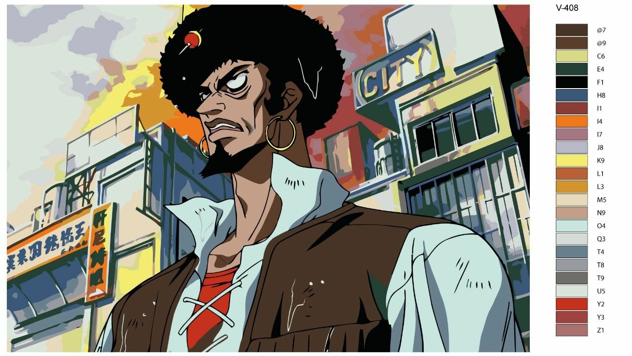 Картина по номерам V-408 "Аниме: Ковбой Бибоп (Cowboy Bebop). Абдул Хаким (Abdul Hakim)", 40x60 см