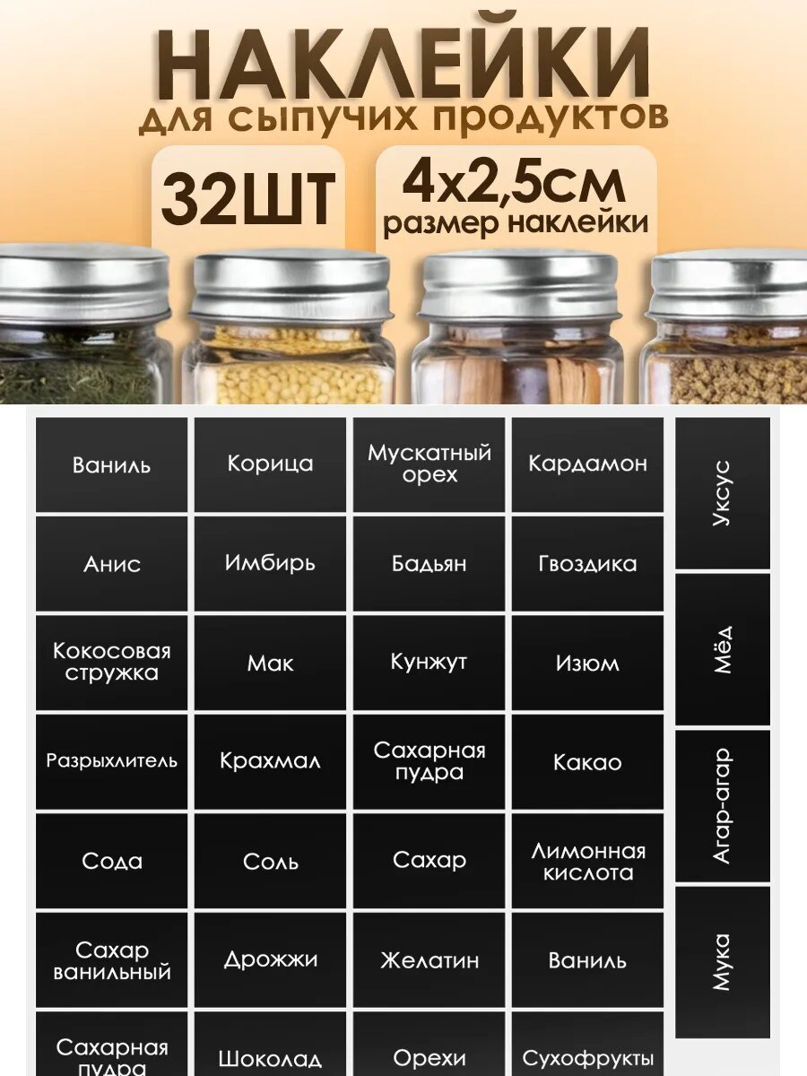 Наклейки для специй на баночки