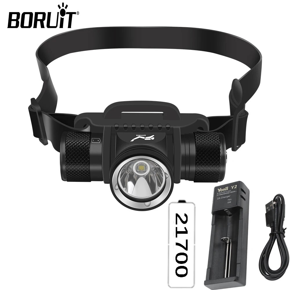 Налобный фонарь BORUiT 21700, белый корпус, Option B