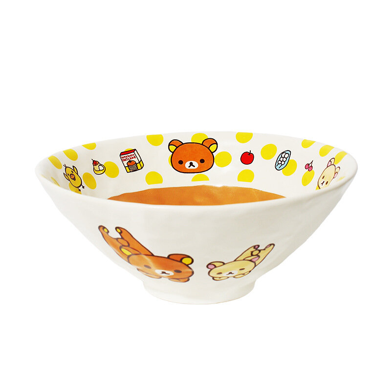 Набор керамической посуды Rilakkuma милая круглая тарелка миска безопасная для микроволновки Цвет：Коричневый