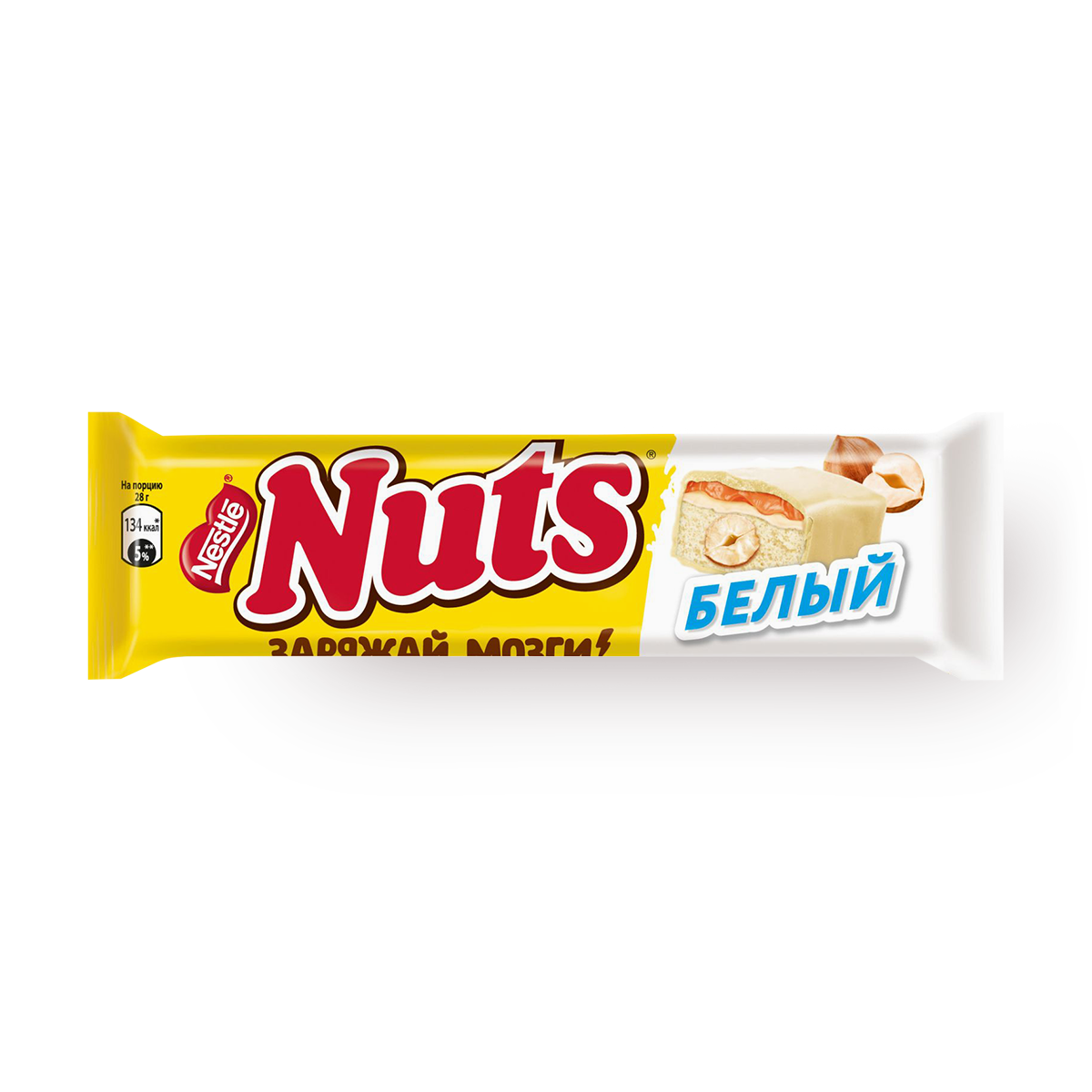 Батончик Nuts Белый с фундуком, карамельной начинкой и нугой