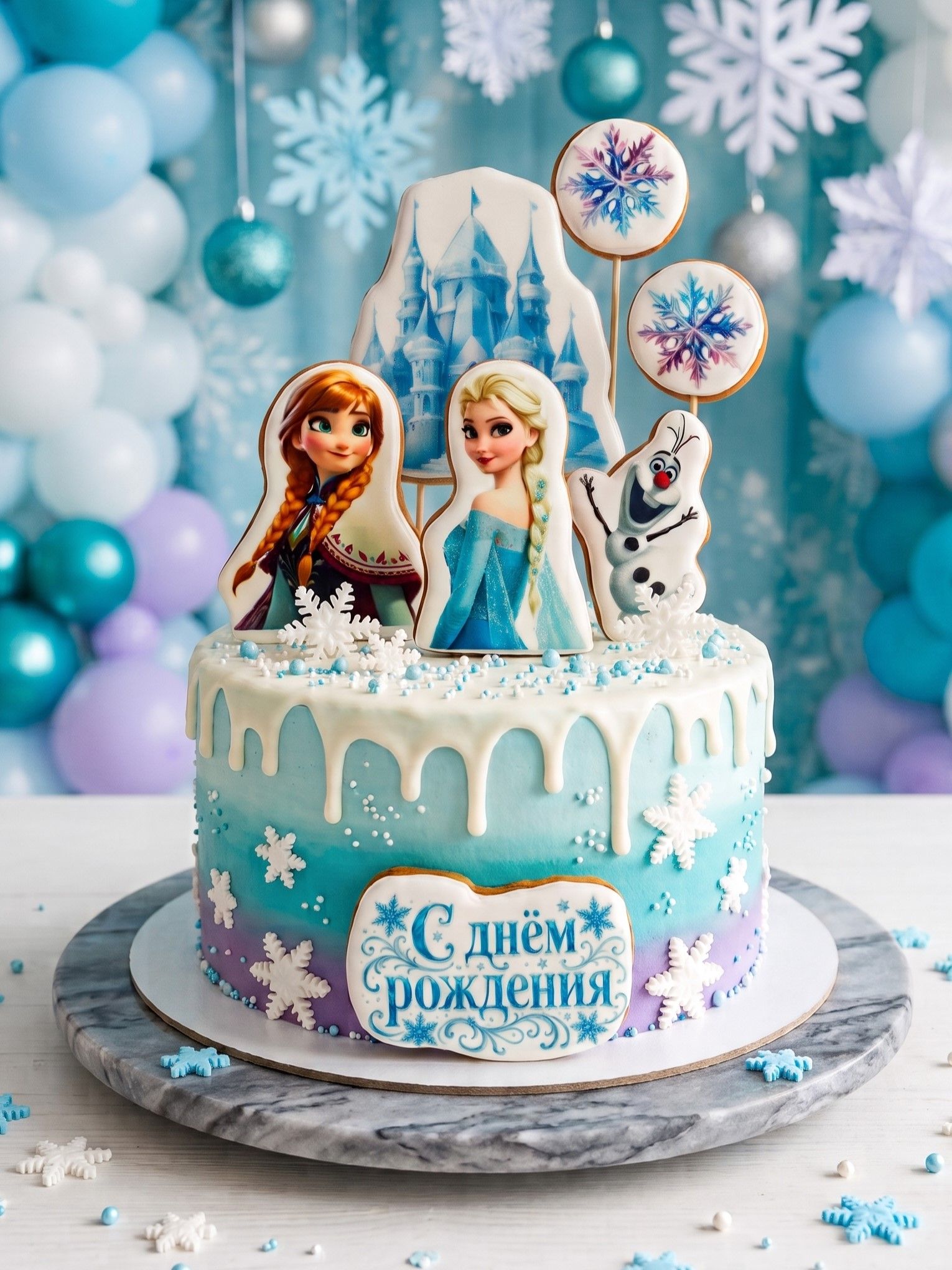 Пряники на торт Холодное сердце Эльза Анна