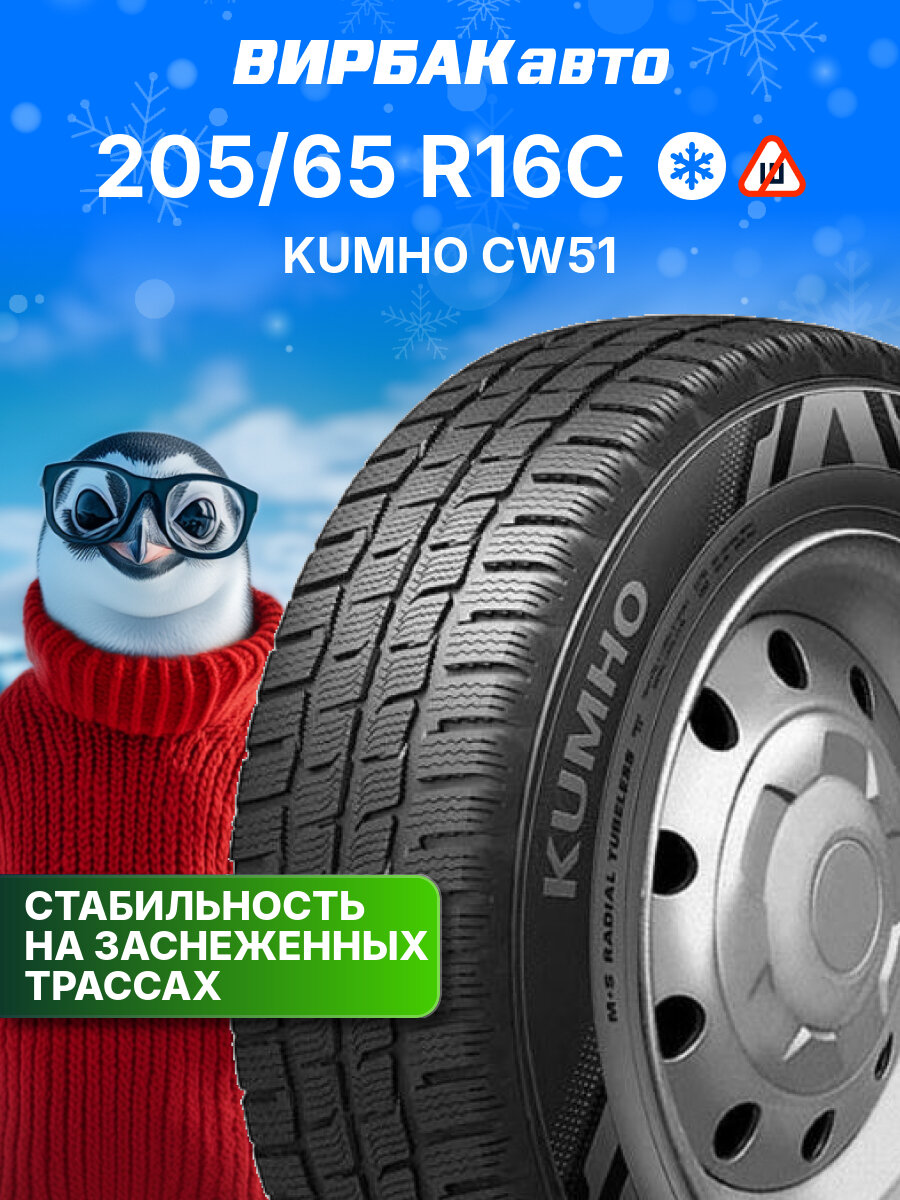 Зимние шины KUMHO CW51 205/65R16C 107T 8PR, зимняя автомобильная резина