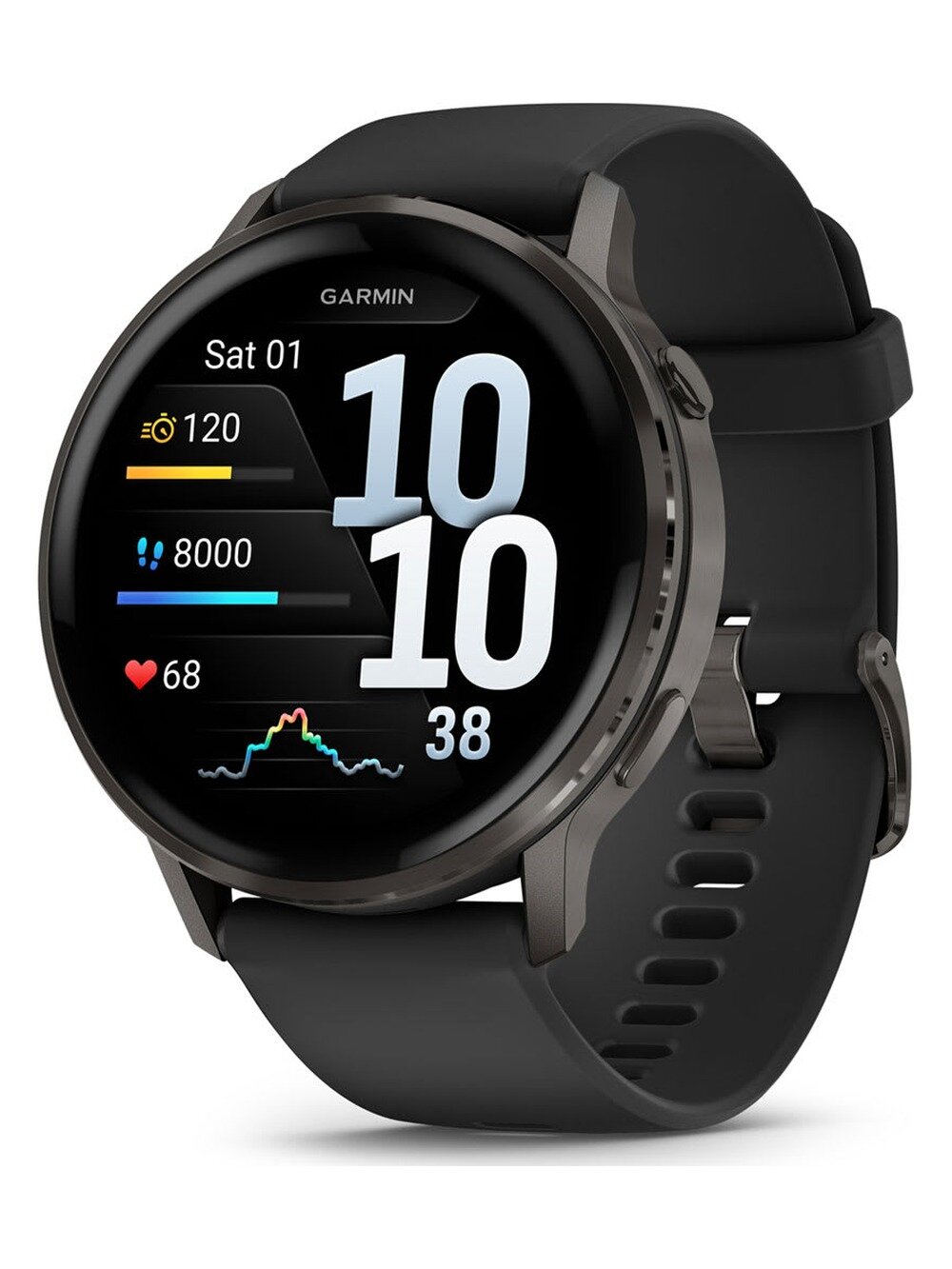Умные часы Garmin Venu 4 - 45 mm GPS, Slate Bezel With Black Silicone Band