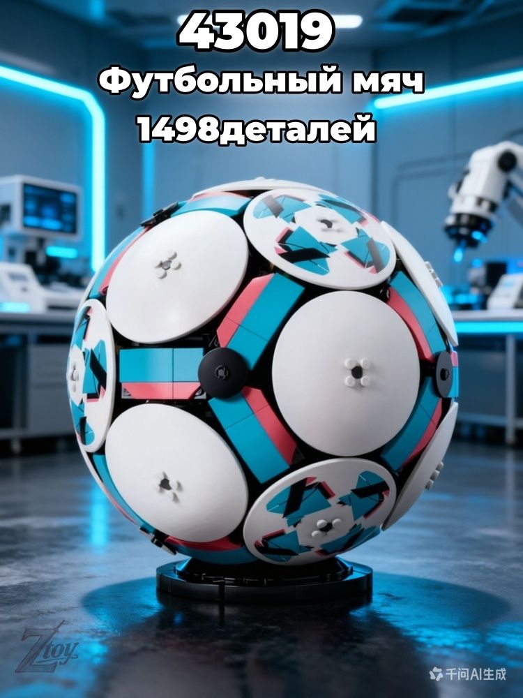Конструктор Футбольный мяч со стадионом внутри,1498 деталей, совместимый 43019, подарокмужчине