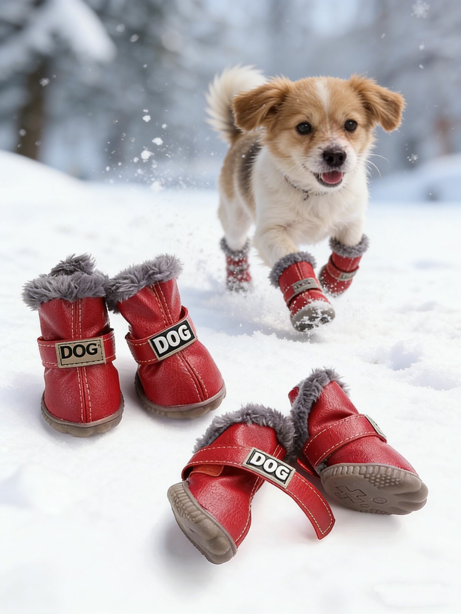 Обувь для собак на меху DOG , размер 3, 4 штук