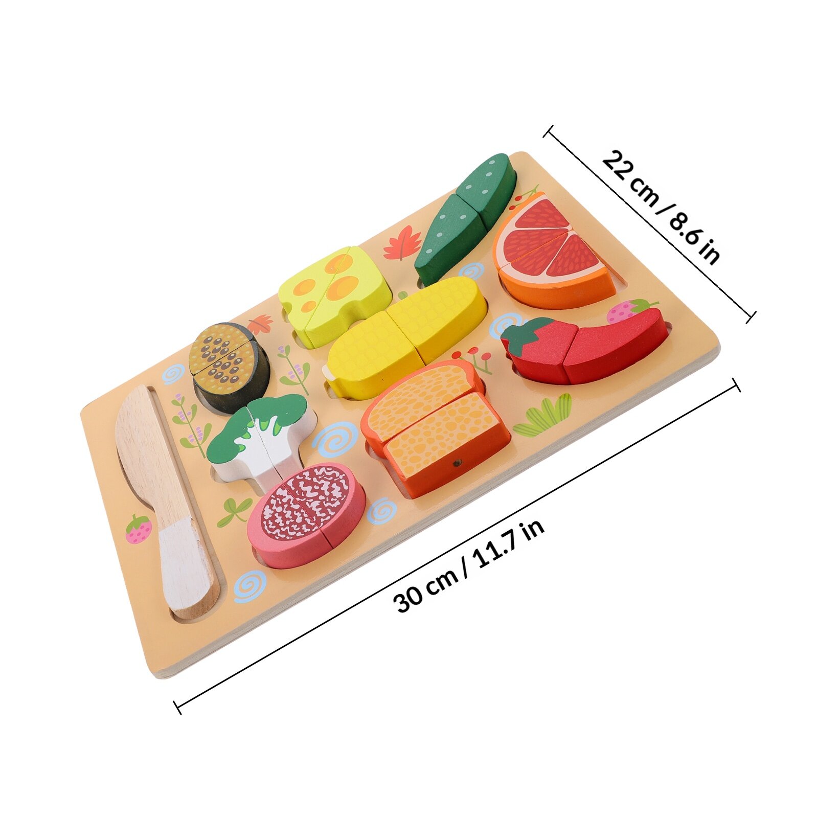 Набор Детских Игрушек Для Резки Из Дерева Игровые Продукты 30X22CM