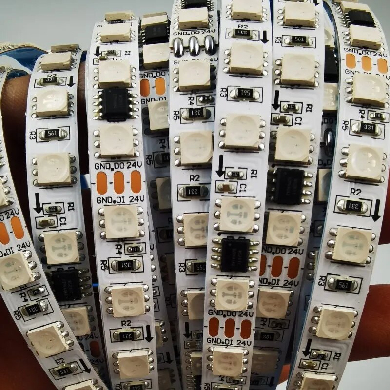 PENGJUNDA адресная светодиодная лента WS2811 5м 12V/24V RGB 60/84 LEDs/m