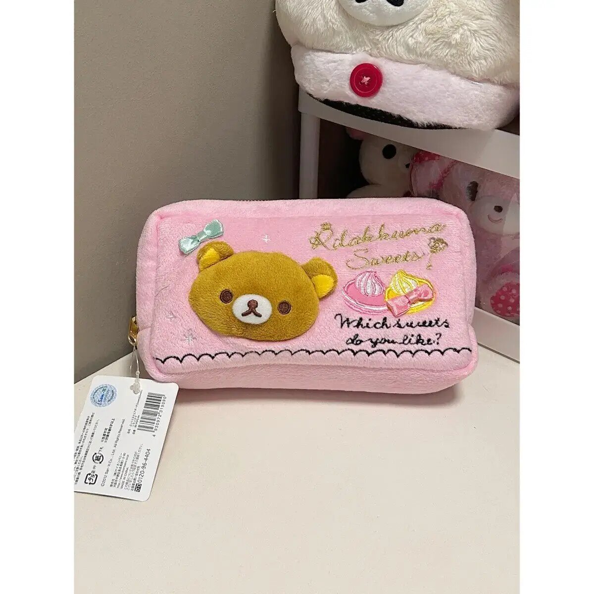Плюшевый Пенал Sanx Rilakkuma Из Серии Vintage Sweets, Нежно-розовый, Милый, На Молнии, Для Хранения Канцелярских Принадлежно.