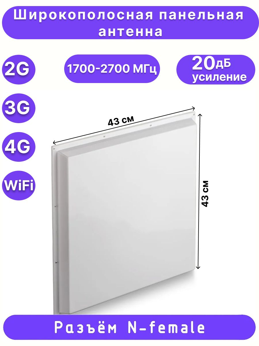 Антенна направленная панельная 4G/3G/2G, 20 дБ, KROKS KP20-1700/2700 (N-female)
