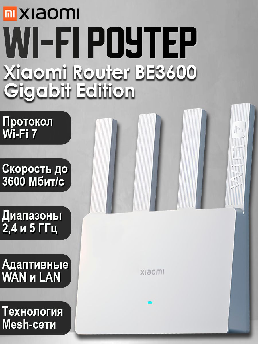 Wi-Fi роутер Xiaomi Router BE3600 Gigabit Edition (RD16) CN