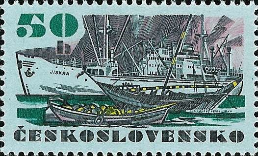 (1972-042) Марка Чехословакия "Транспортник 'Искра" Морские Суда III