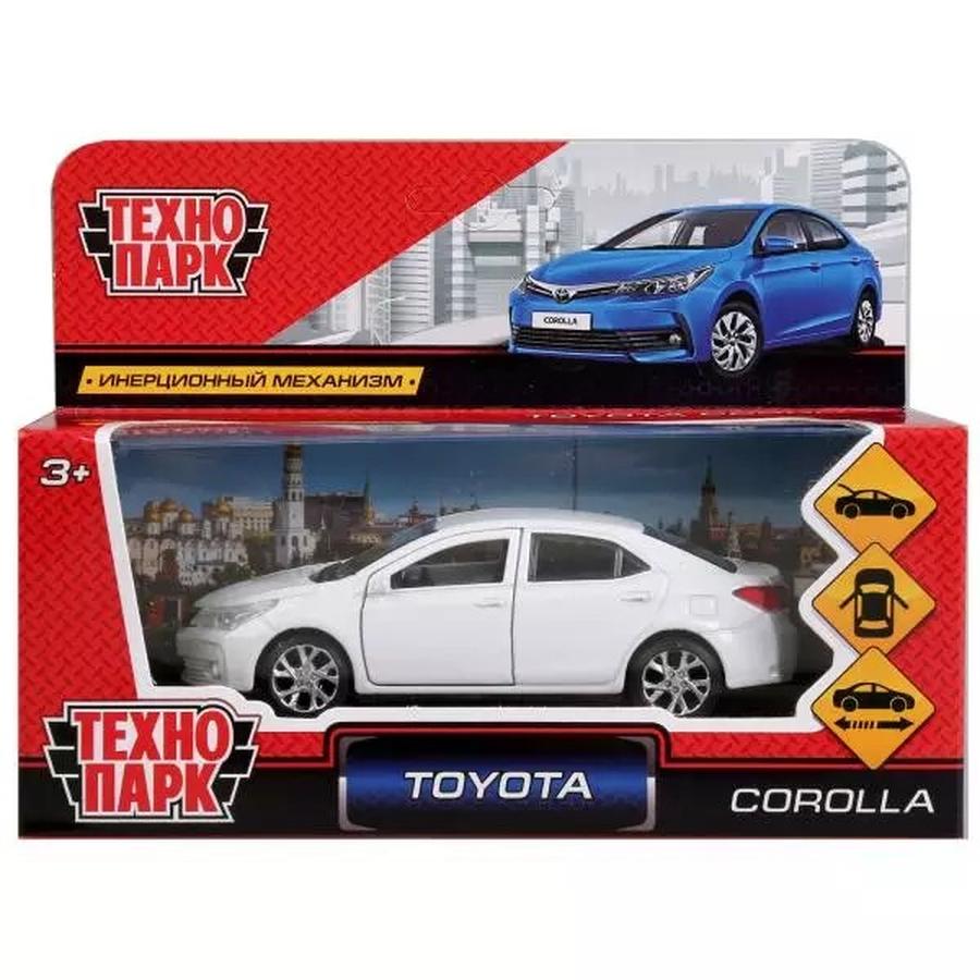 Моделька TOYOTA COROLLA белый, металл, 12 см, двери, багаж, инерц, Технопарк 268483