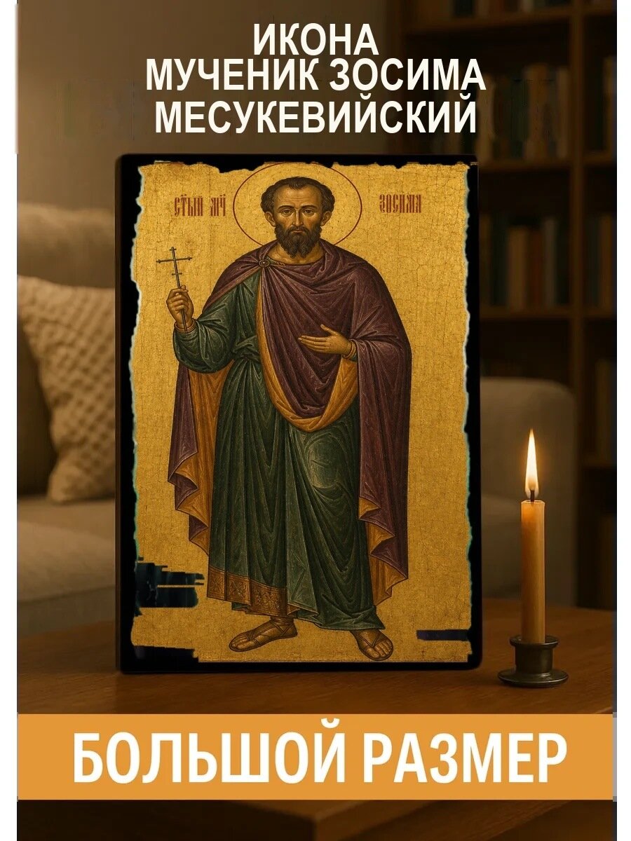 Икона Мученик Зосима Месукевийский, на дереве, 30×40 см, освящённая