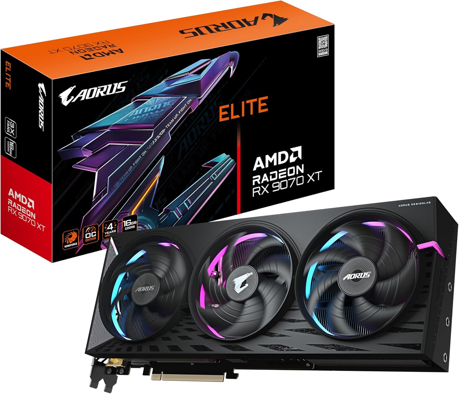 Видеокарта GIGABYTE AMD Radeon 9070 XT AORUS ELITE GV-R9070XTAORUS E-16GD