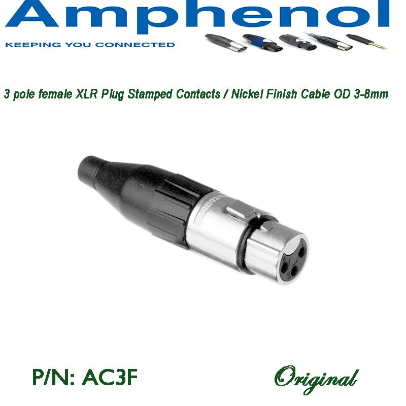 Amphenol AC3F XLR женский разъем, черный