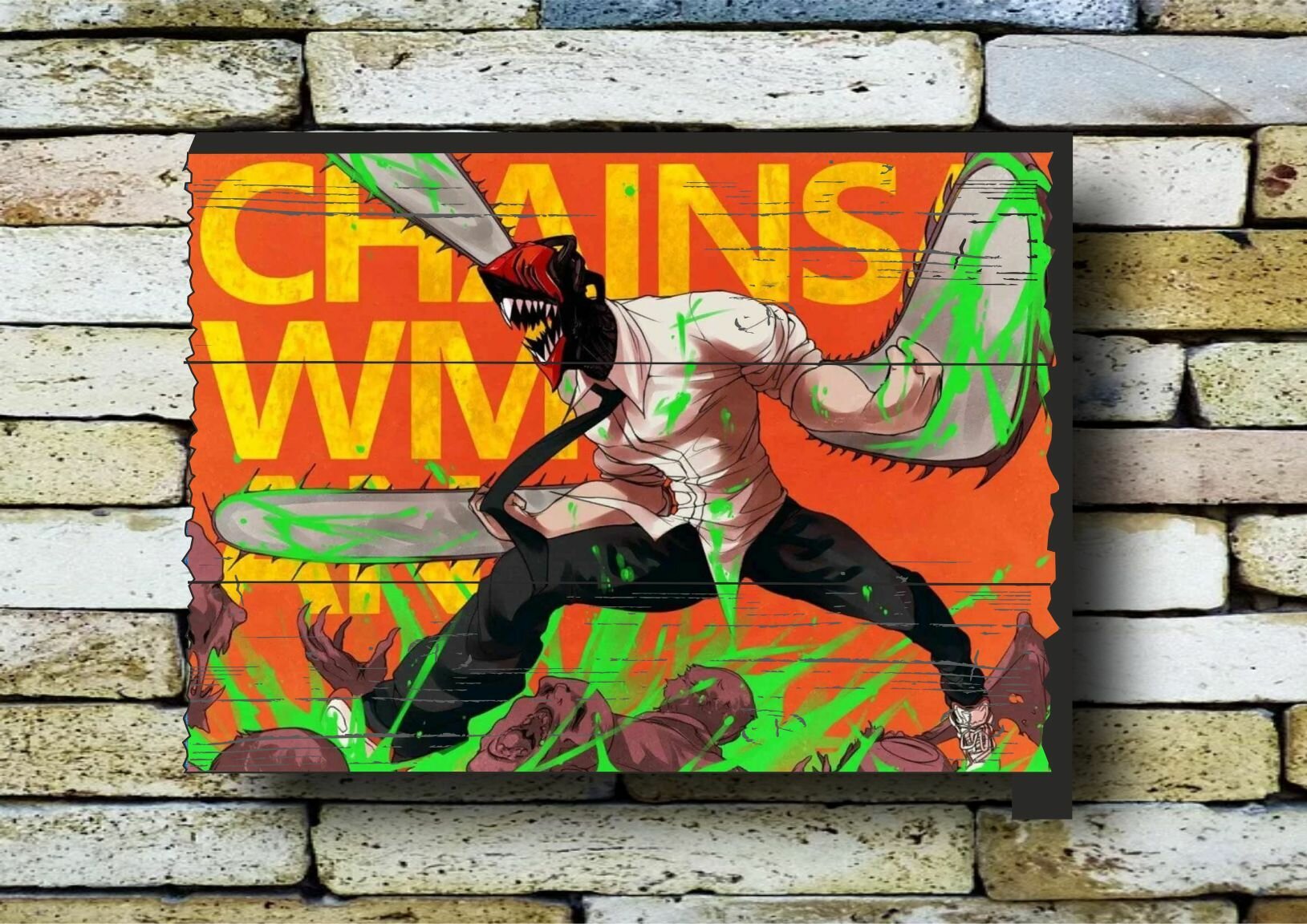 Картина на досках человек-бензопила 1, Chain saw, Chainsawman