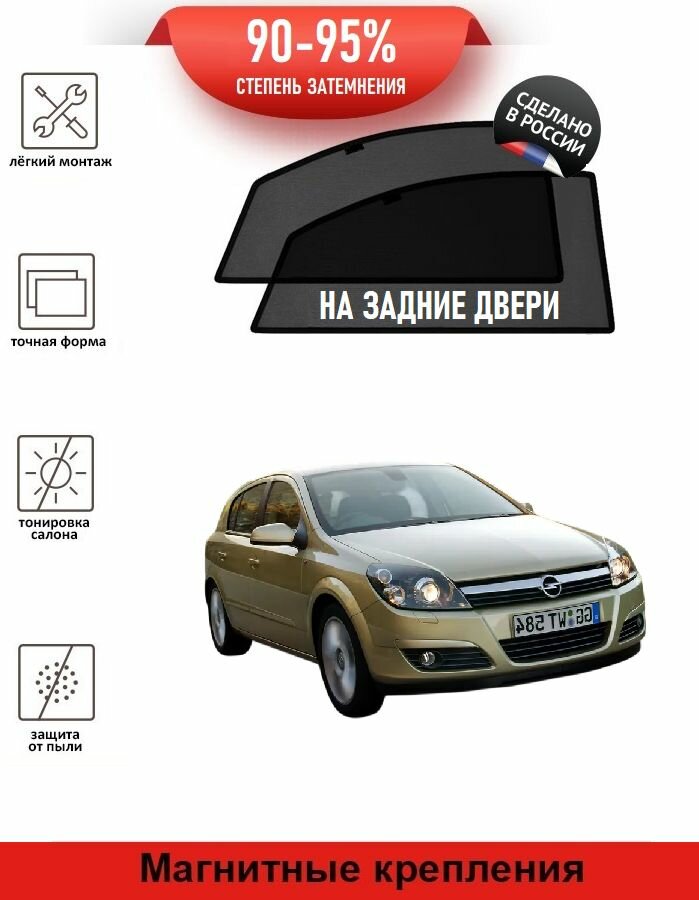 Автошторки LATONIK на Opel Astra (H) (2004-2011) хэтчбек 5d на задние двери на магнитах