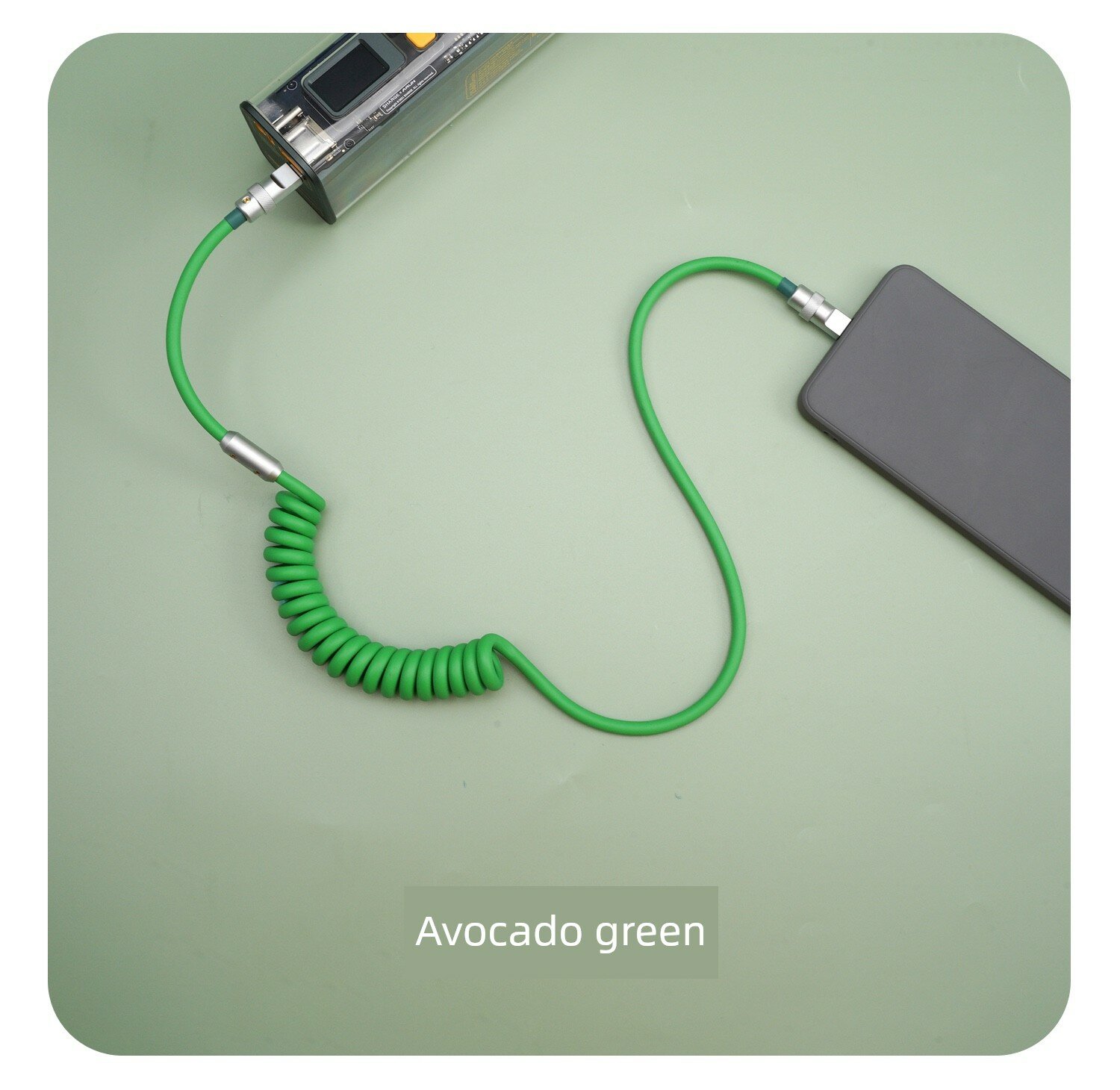 GeekCable 120W Type-C к Type-C Быстрая зарядка Резиновый спиральный кабель Авокадо Зеленый 65см