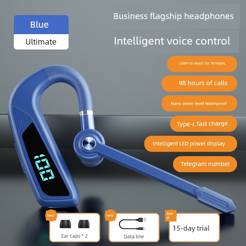 Беспроводные наушники Bluetooth с шумоподавлением, 98-часовой заряд, поддержка двух устройств, синие