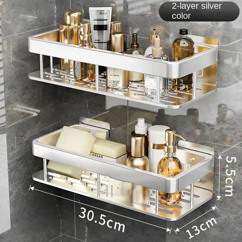 Угловые полки для ванной комнаты Black & Gold Cosmic Aluminium Бежевый, Rectangle2PCS Silver