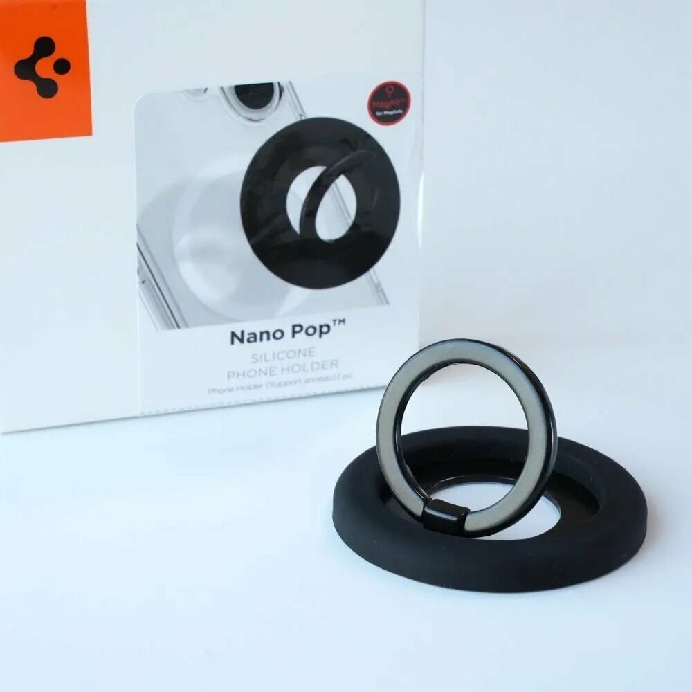 Spigen Кольцо-держатель NanoPop для iPhone 13-17 с MagSafe: силиконовое, магнитное, регулируемое, для удобного использования