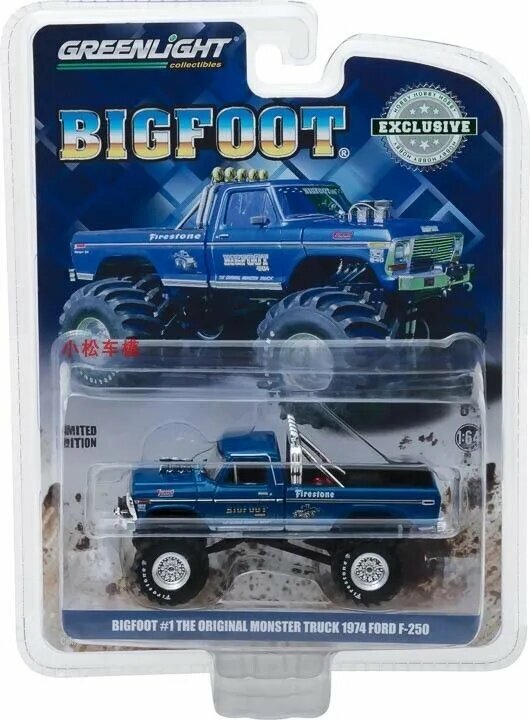 Green Light 1:64 Bigfoot Monster Truck 1974 Ford F-250 Car Model Миниатюрные модели игрушек Коллекция