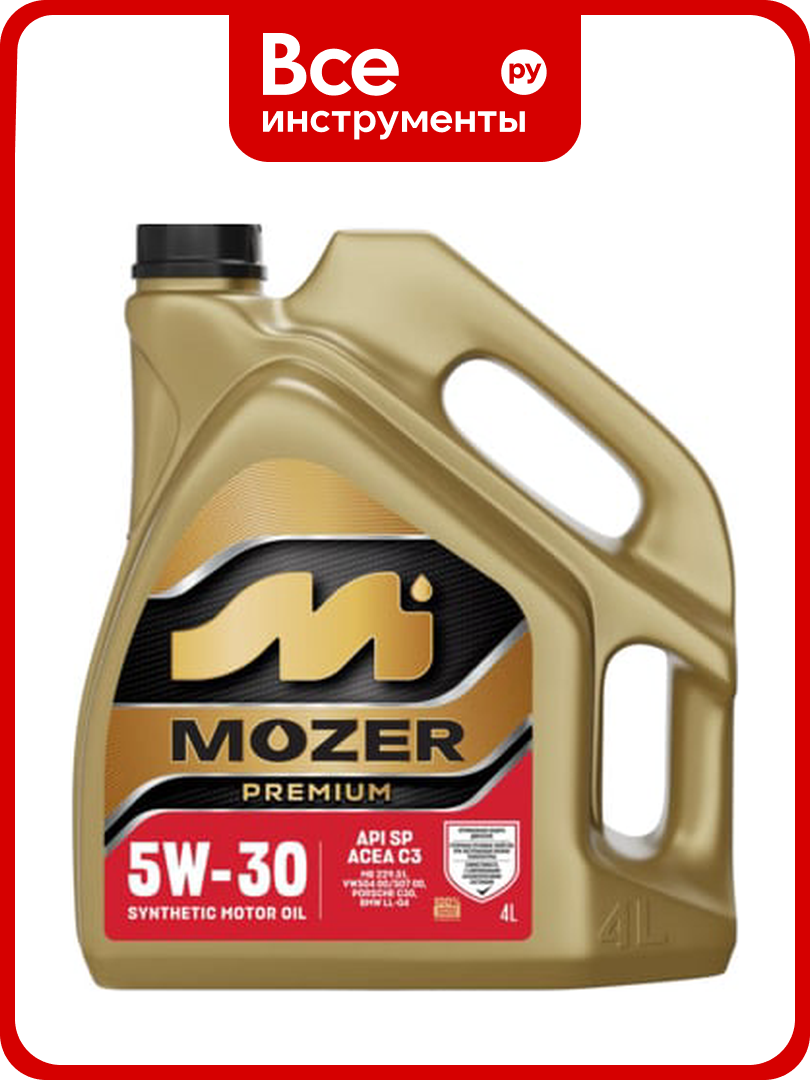 Масло моторное PREMIUM SAE 5W-30 C3 MOZER синтетическое, для дизельных и легковых авто, зимний