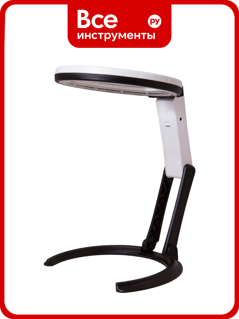 Лупа Levenhuk Zeno Desk D13, жесткое основание, складная, с подсветкой, 138 мм