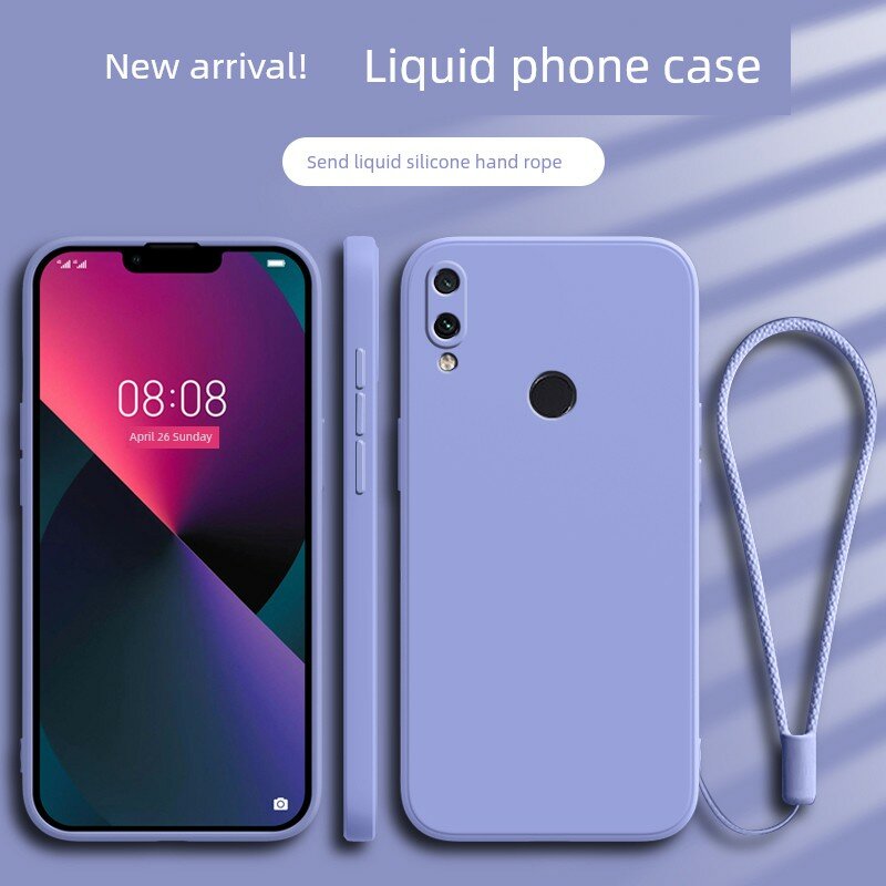 Мягкий силиконовый чехол с защитой от ударов для Redmi Note 7 с шнуром - Орхидея фиолетовый