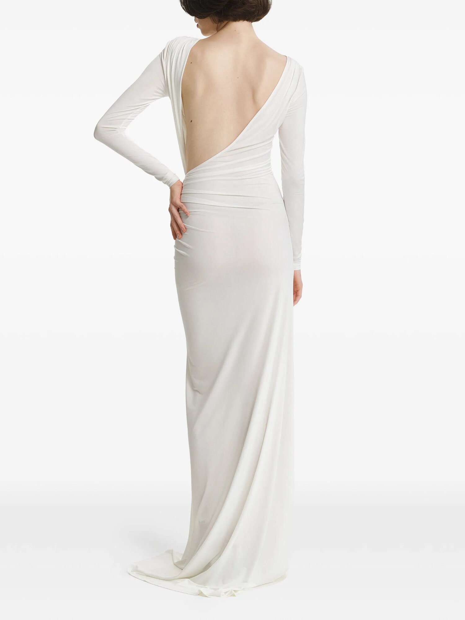 Платье  Ruched open-back maxi dress, размер 38, белый — фото 1
