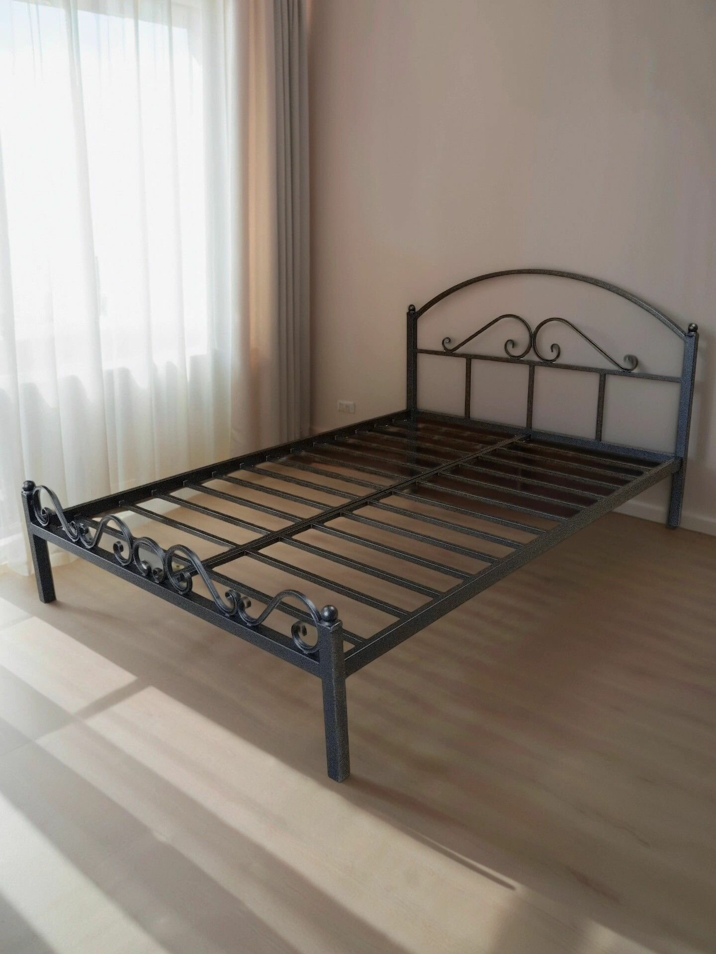 Кованая кровать LOFT Mebel "Ариэль", 180x200х101 см, металлическая, черная