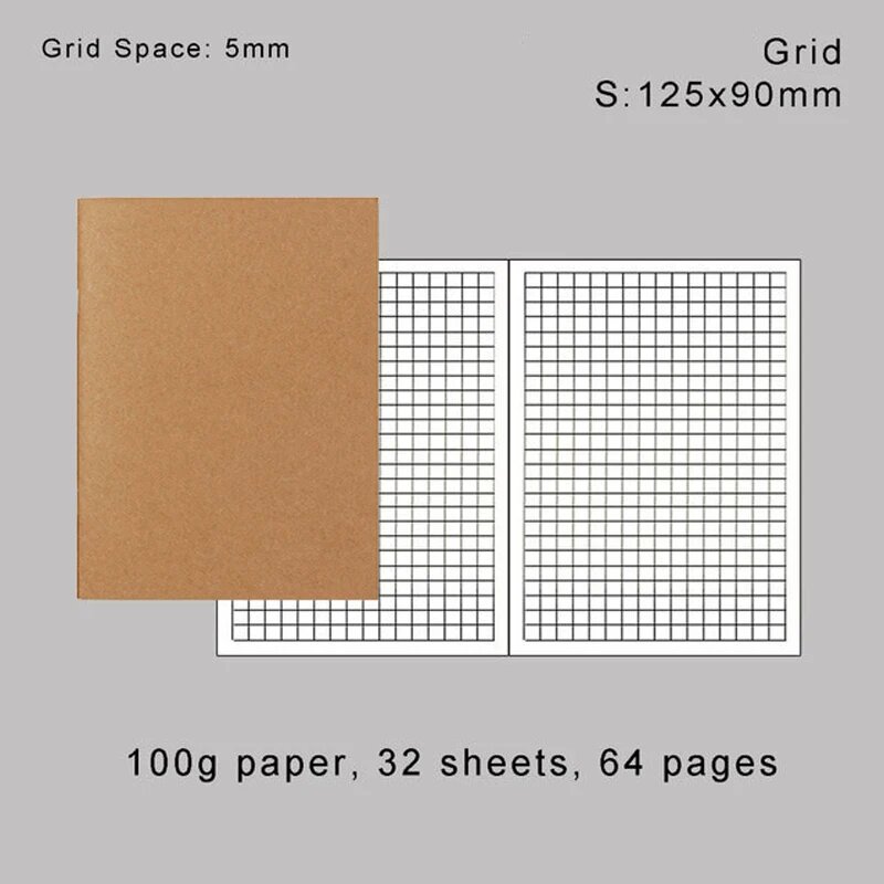 Блокнот в сетку 125x90mm, 32 листа, 5mm Grid, Серый