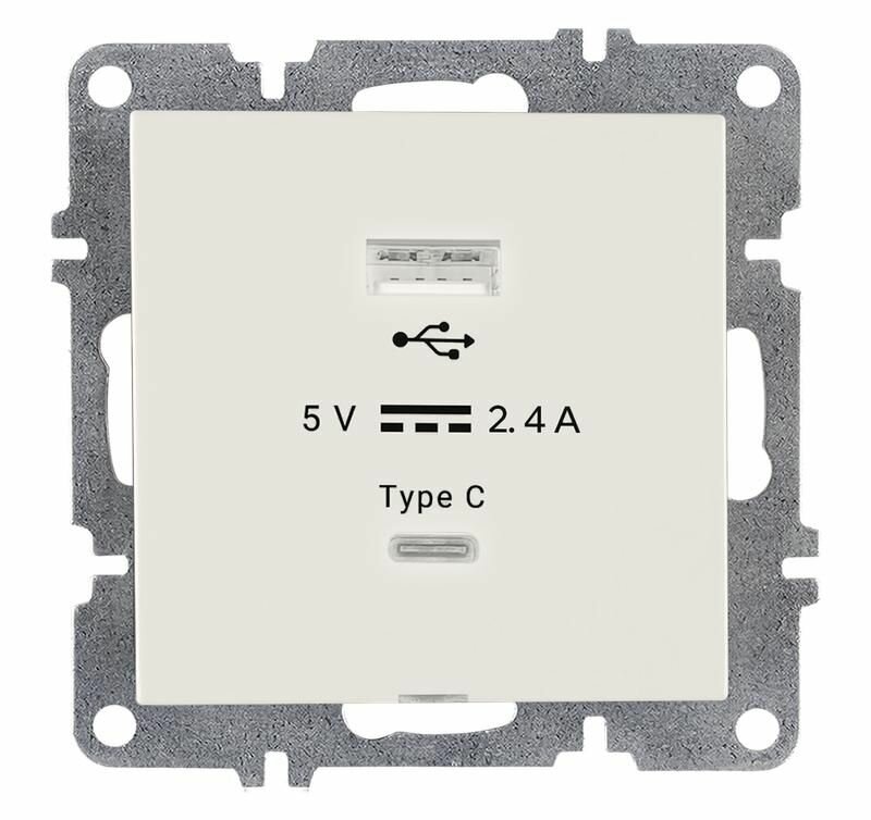 Розетка LAVIN/KAREN USB + TYPE-C механизм бел. ARVIA 50 01 1000 304