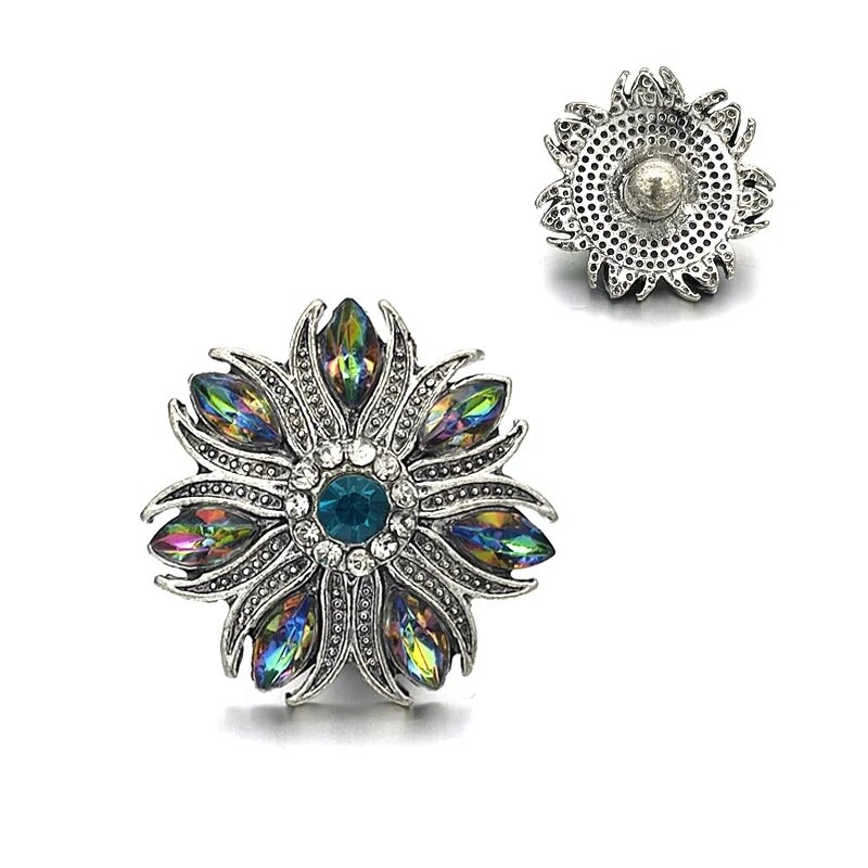 LUWELLEVER Кнопка для браслетов и ожерелий Flower Crystal 18мм