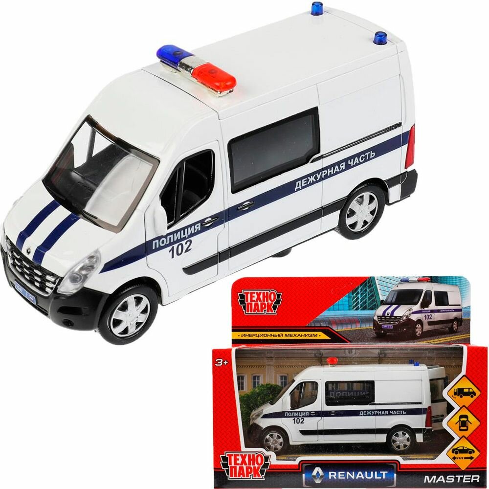 Машинка Технопарк Renault Master Полиция, белый, арт. MASTER-14POL-WH