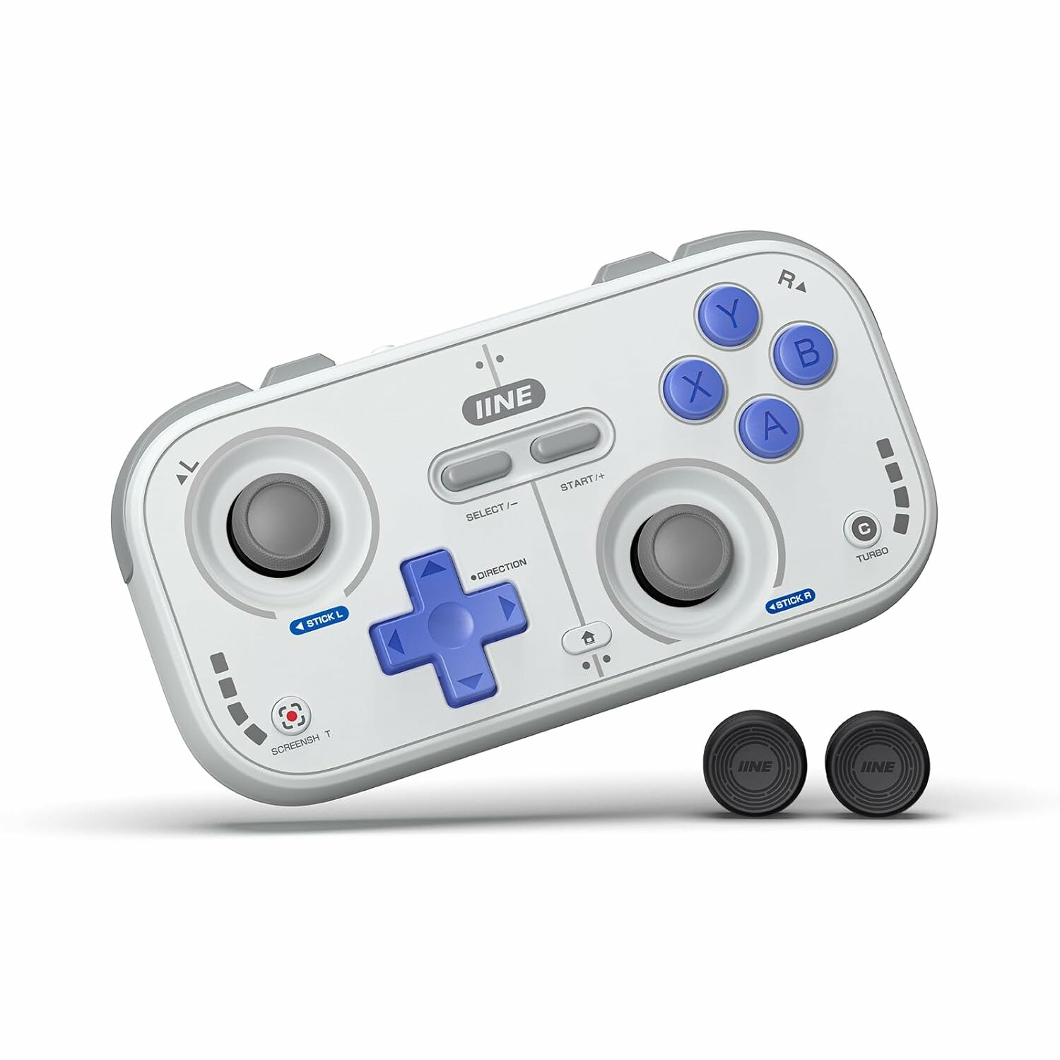 Беспроводной игровой контроллер IINE Retro Pocket – компактный геймпад с джойстиками на основе эффекта Холла, настраиваемыми кнопками, частотой опроса 1000 Гц – совместим с ПК, Switch, мобильными устройствами, Steam Deck, планшетами (серый).