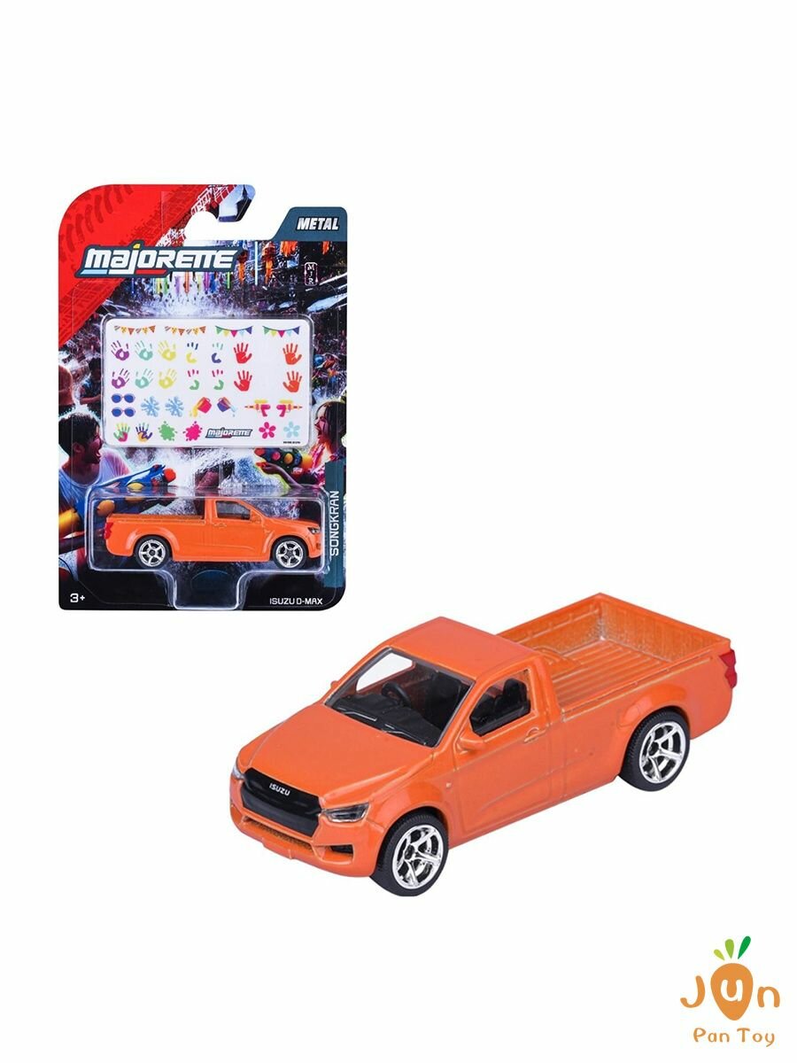 Majorette Metal Series Isuzu D-Max Orange / игрушечный автомобиль в масштабе 1:64, выделяющийся оранжевой краской с наклейками, лимитированная модель автомобиля в праздничной тематике