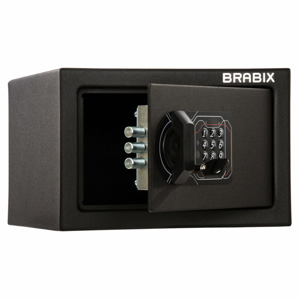 Сейф мебельный BRABIX "SF-170EL", 170х260х230 мм, электронный замок, черный, 291143, S103BR210614, 291143