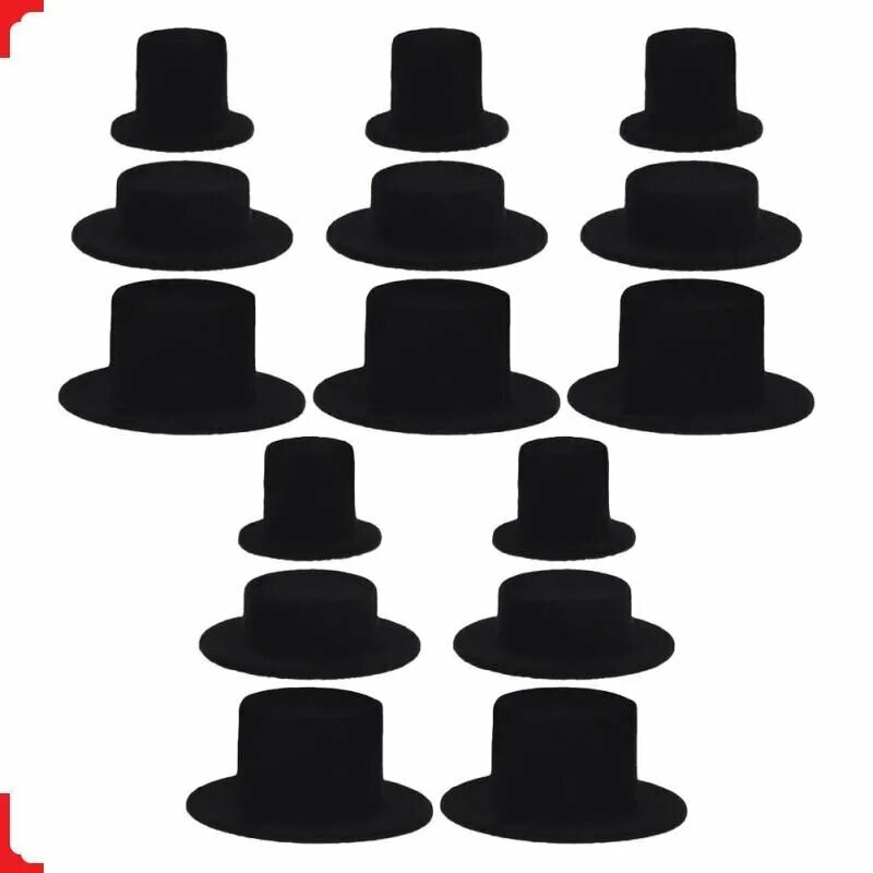 15 шт. черные фетровые шляпы мини-топ для снеговика, аксессуары для клоунов и кукол, мисс