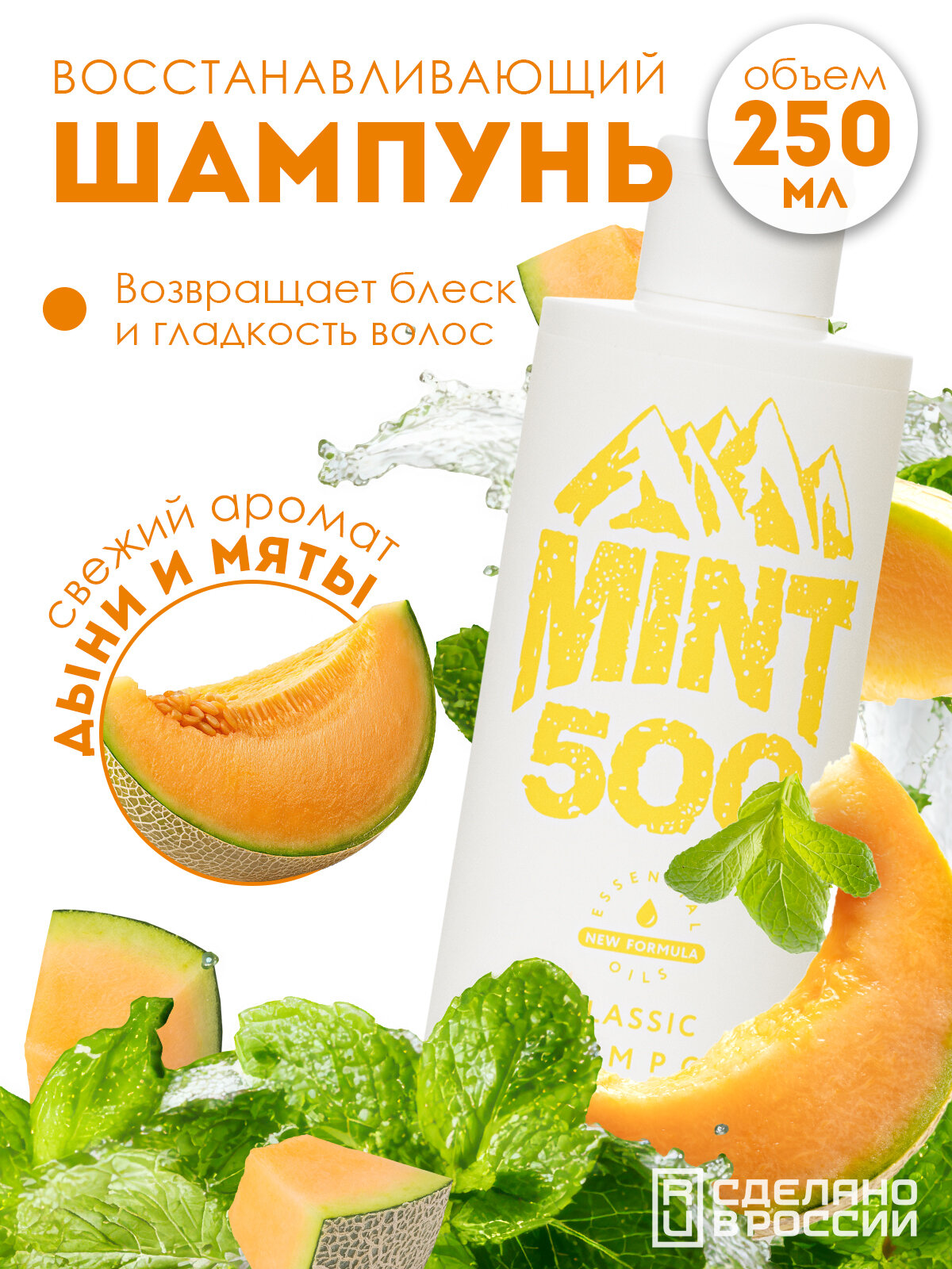 Освежающий шампунь против жирного блеска с ароматом мяты и дыни Mint500 Classic Shampoo 250 мл