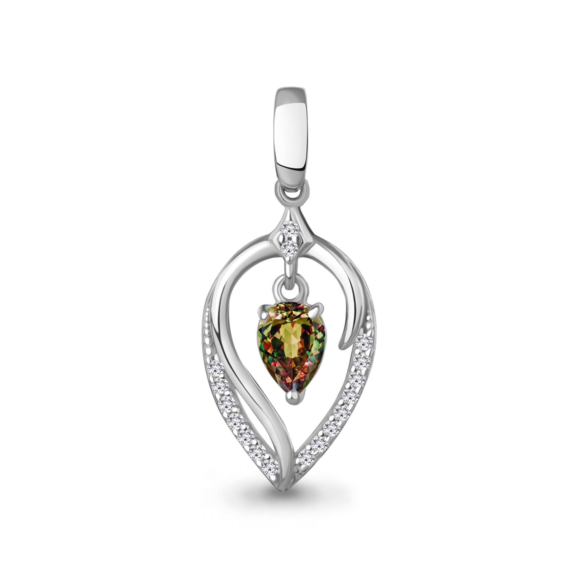 Подвеска, серебро, 925 проба, родирование, султанит, фианит