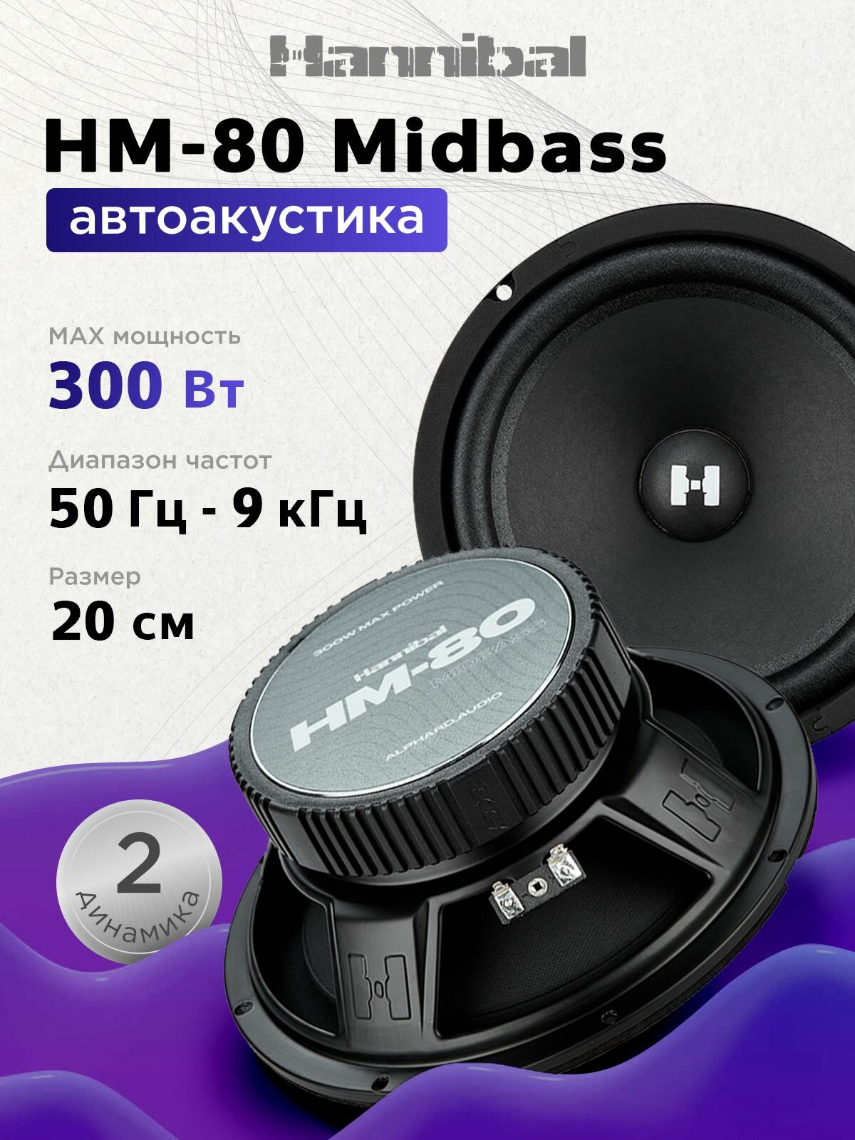 Динамики автомобильные Alphard Hannibal HM-80 Midbass